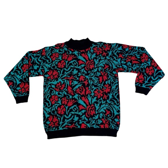 Spunky | Sweaters | Vintage 8s 90s Spunky Womens Metallic Floral ...